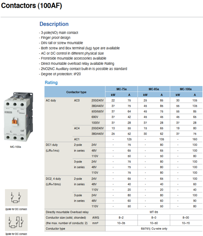 Contactor ( khởi động từ ) LS MC-75a 3P 75A | MC-75a 3P 75A