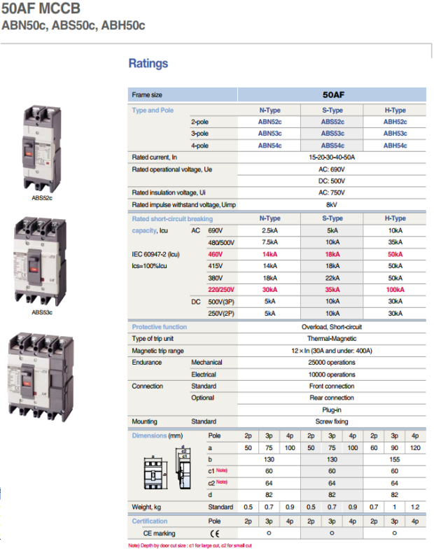Aptomat khối ( MCCB ) LS ABS53c 3P 30A 22kA | ABS53c 3P 30A