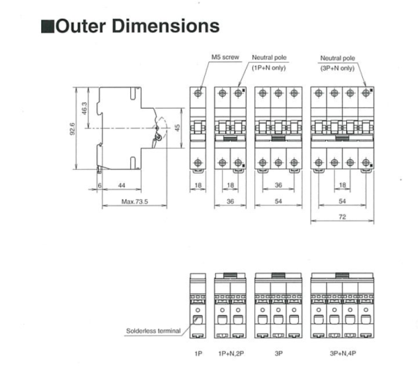Aptomat tép (MCB) MITSUBISHI BHW-T4 2P 6A 4.5kA