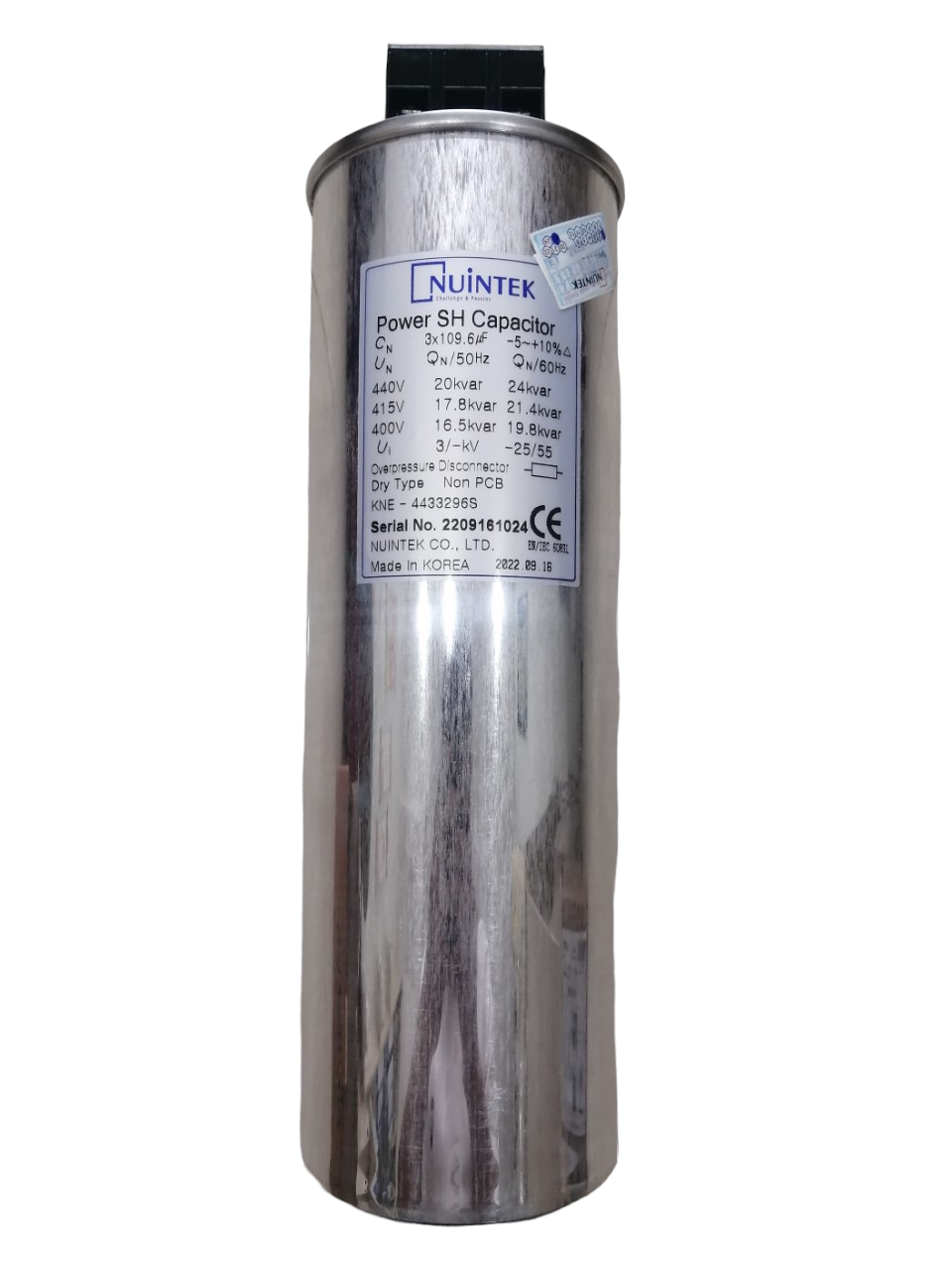 Tụ bù khô Nuintek KNE-4433296S 3P 20KVAr 440V
