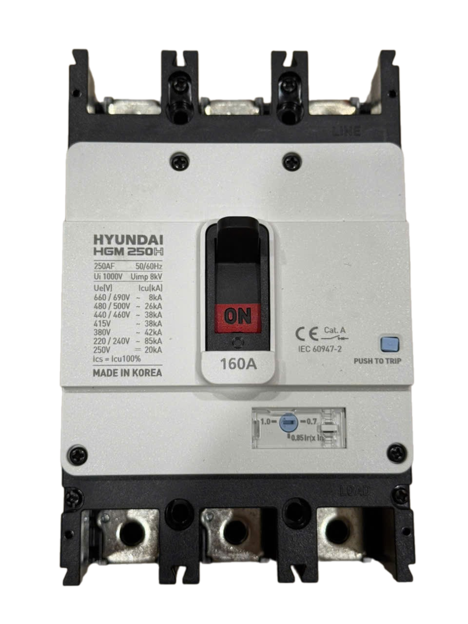 MCCB HYUNDAI HGM250H-FVP 3P 160A 38kA Chỉnh Dòng 0.7-1 x In - Thái ...