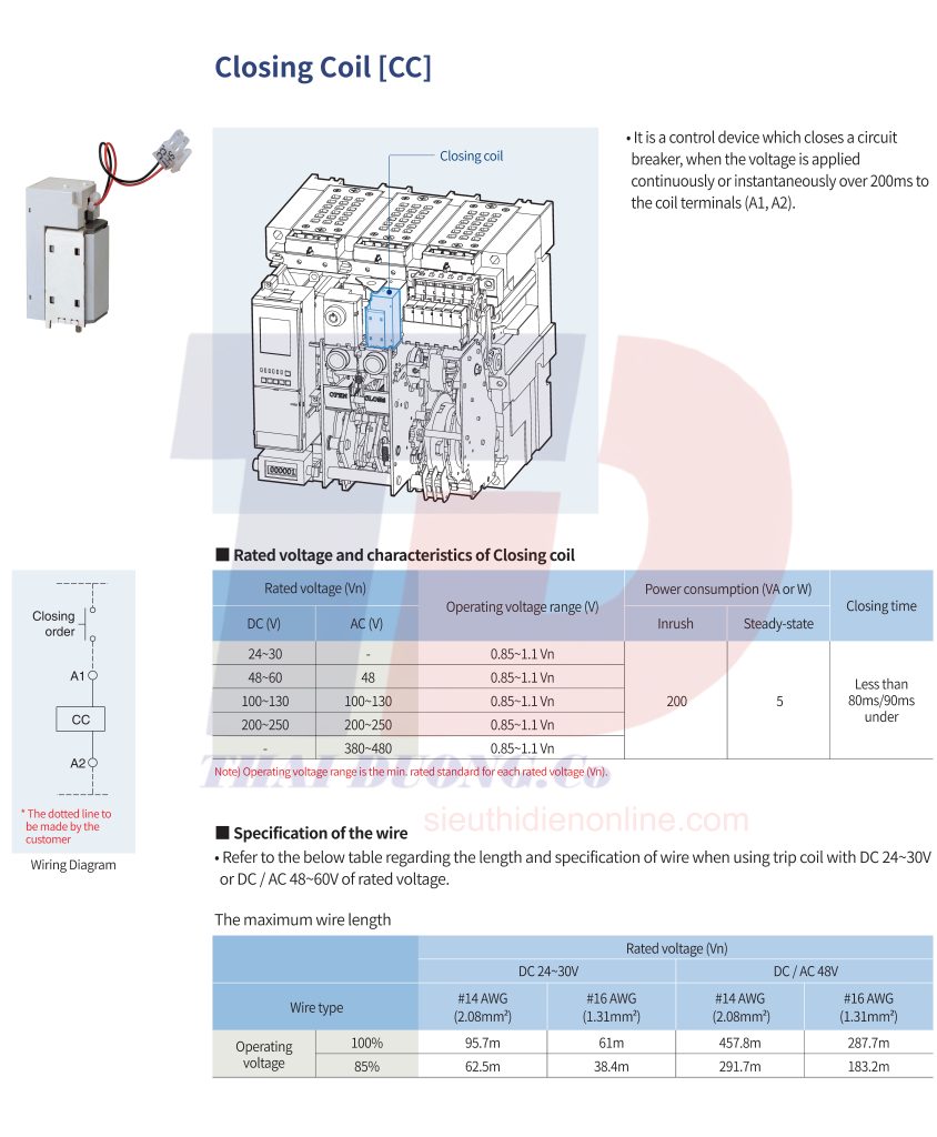 Cuộn đóng ( Closing coil ) dùng cho ACB LS - Thái Dương Electric