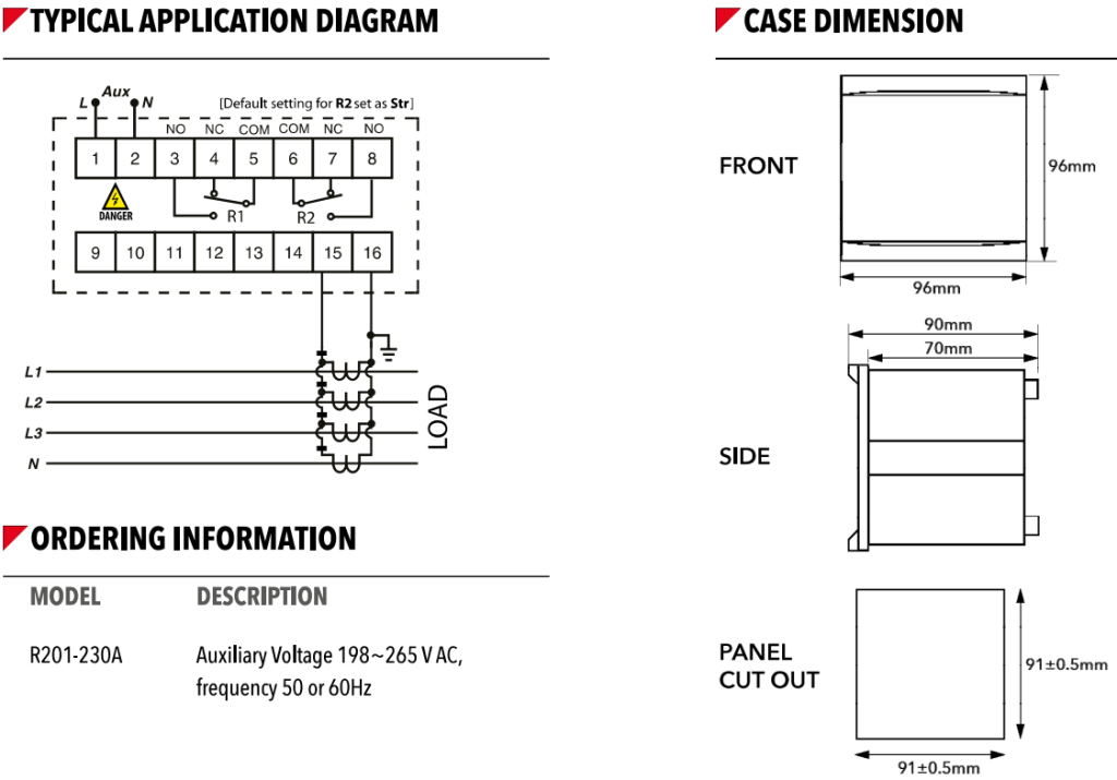 Rơle bảo vệ chạm đất Mikro R201-230A - Thái Dương Electric